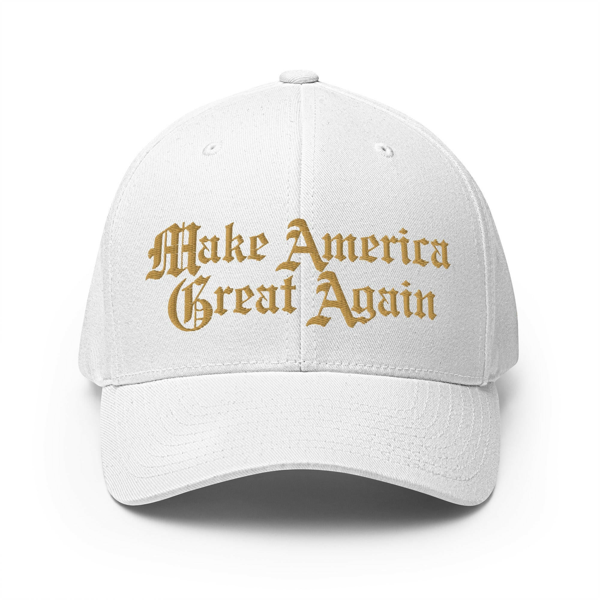 White MAGA Hat With Gold Embroidery by SVRN_T | The Orange Habit – SVRN ...
